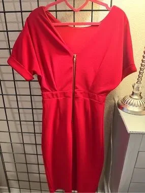 Alexia Admor | Dresses | Alexia Admor Red Midi Dress With Dolman ...